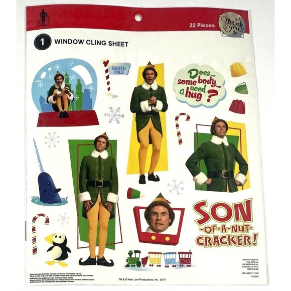 Plus Mark | Holiday | Elf Will Ferrell 22pc Window Cling Sheet ...